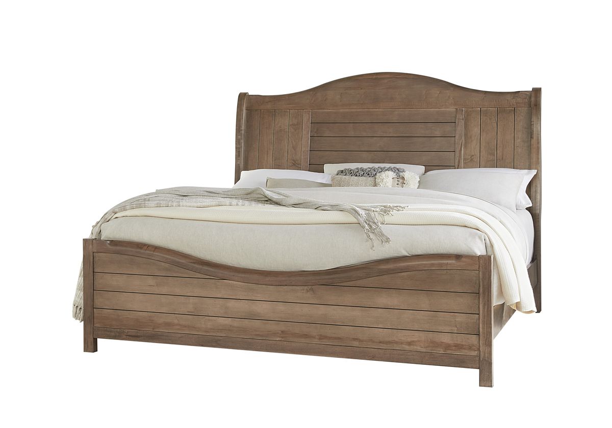Vaughan Bassett Cool Farmhouse Sleigh King Bed in Natural